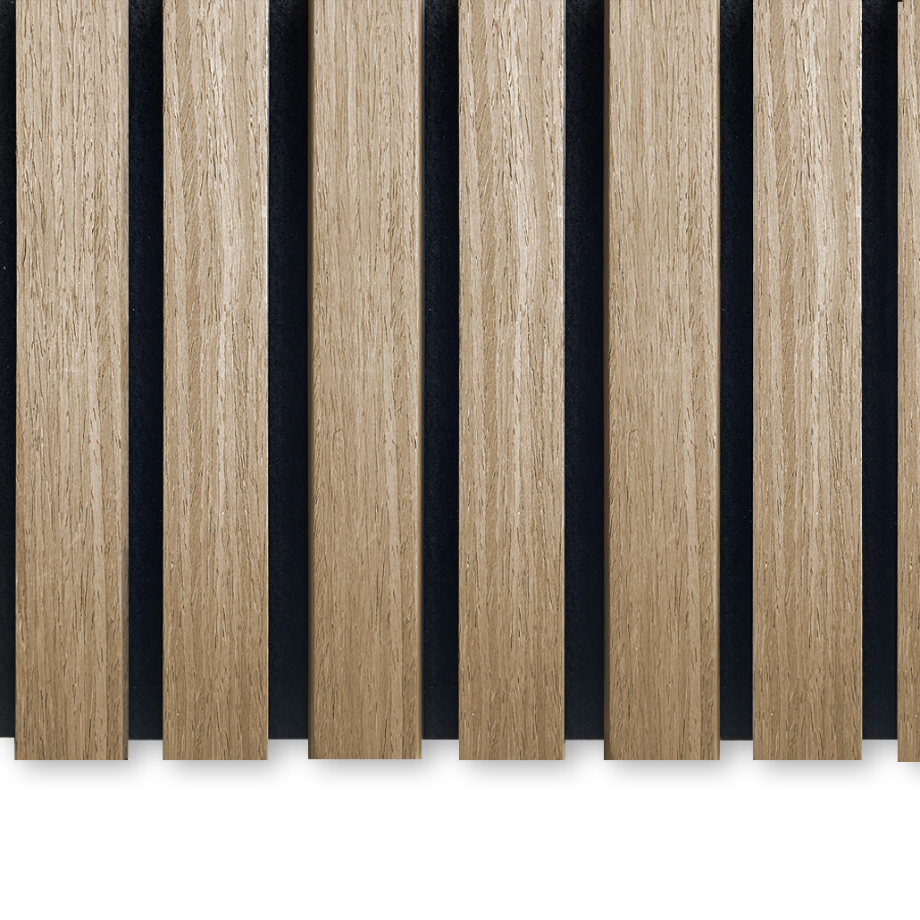 Wooden Slat Wall Panel Natural Oak Black Felt | Treesy Green